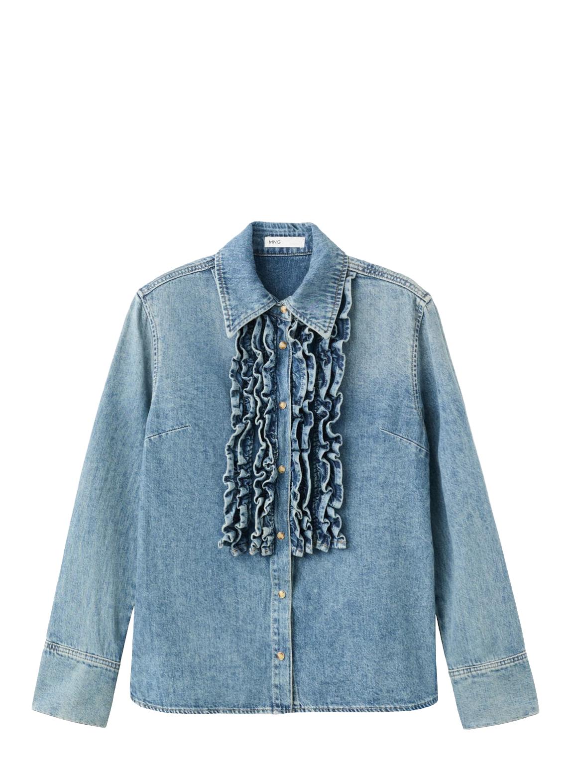 MANGO MANGO Ruffled Denim Shirt